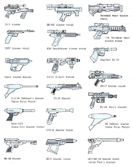 Chart of various blaster pistols | Star wars pictures, Star wars images ...